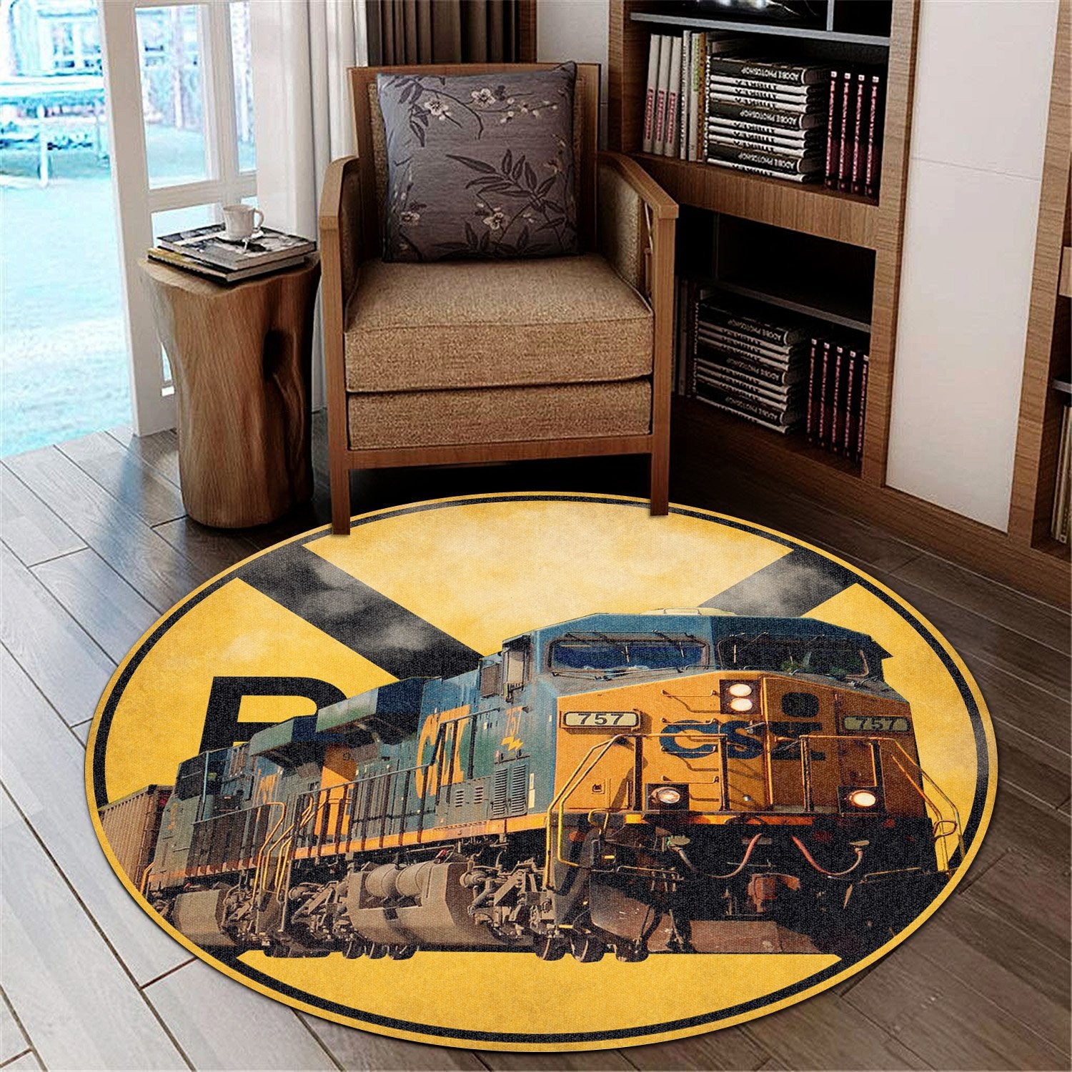 Railspirit Csx Railroad Crossing Round Mat Round Floor Mat Room Rugs C ...