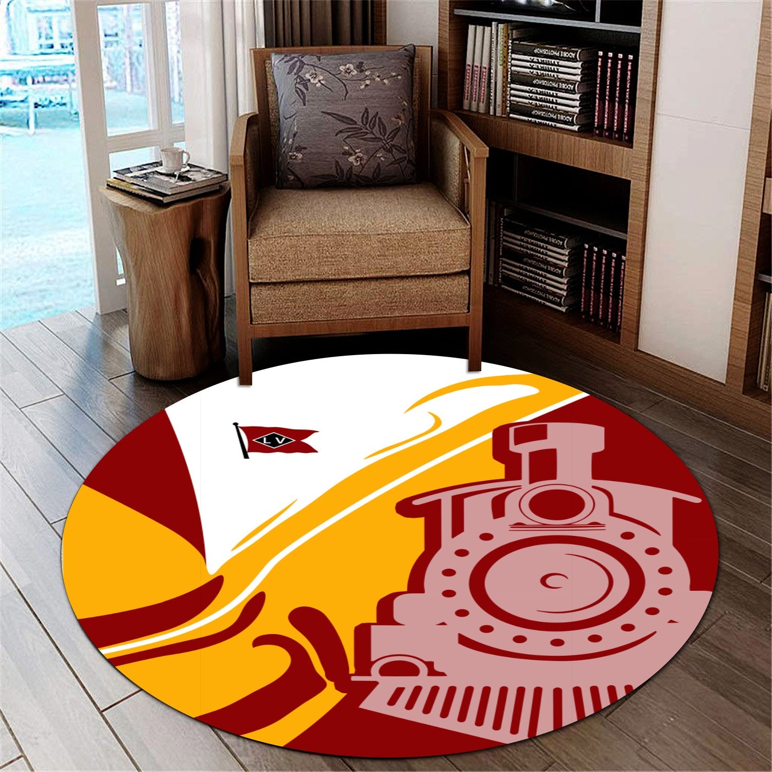 Railspirit Lehigh Valley Railroad Round Mat Flame-Inspired Style Mat G ...
