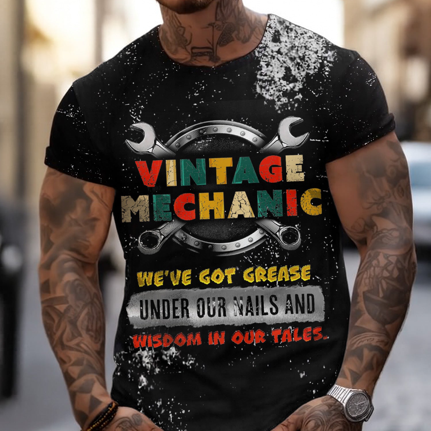 Vintage Mechanic Shirt, Grease Under Nails and Wisdom in Our Tales, Fu ...