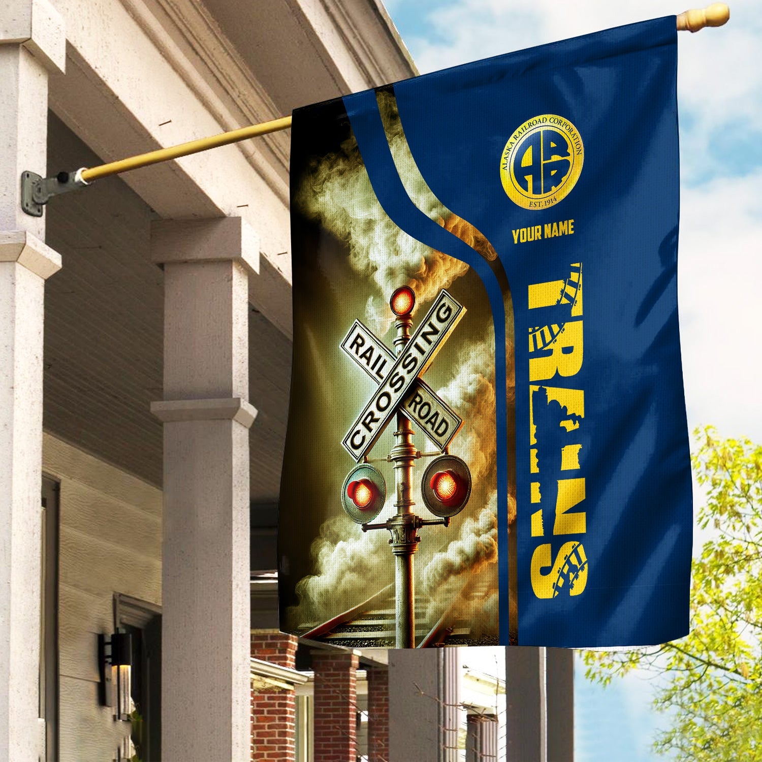 Railspirit Personalized Alaska Railroad Garden Flag Railroad Crossing ...