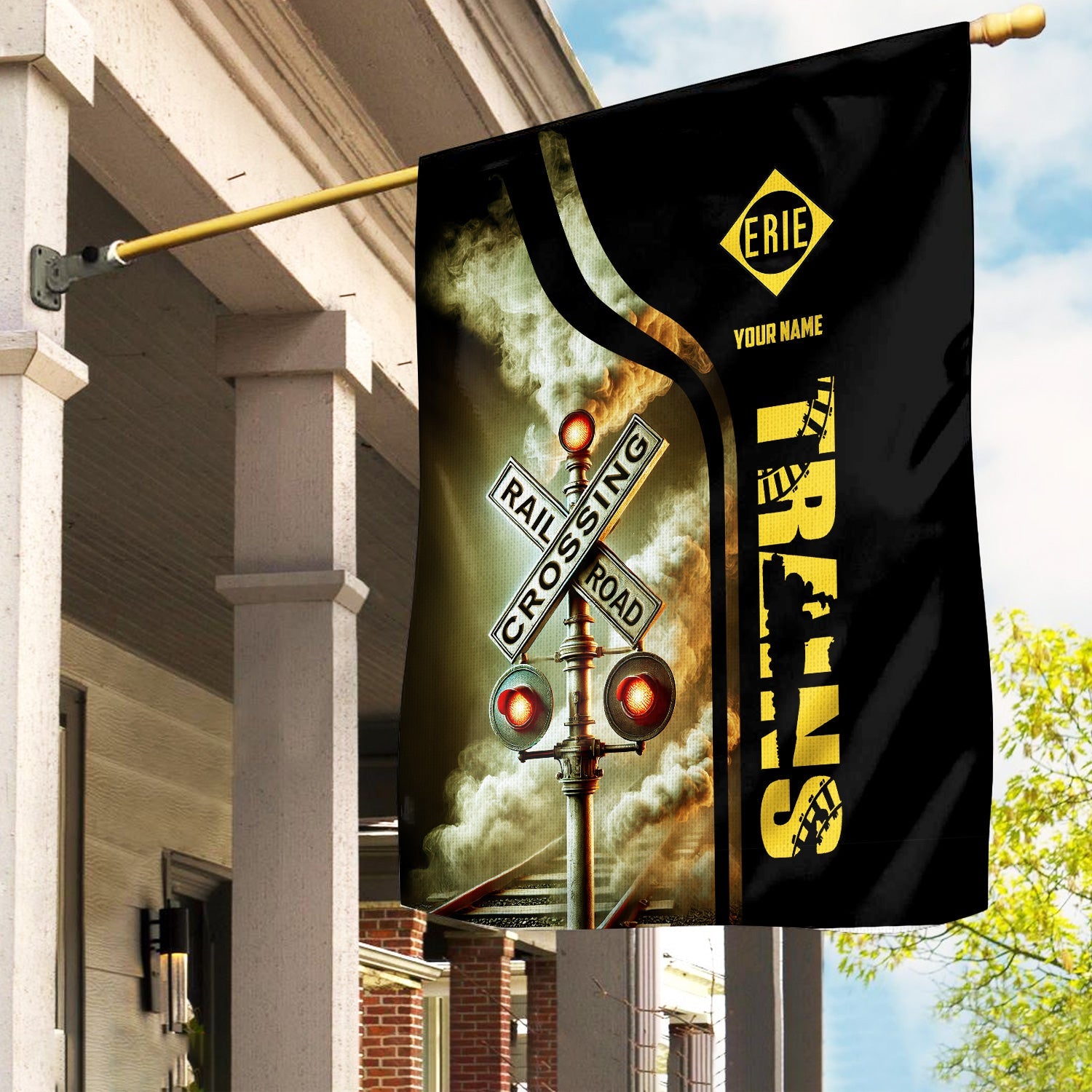 Railspirit Personalized Erie Railroad Garden Flag Railroad Crossing Si ...