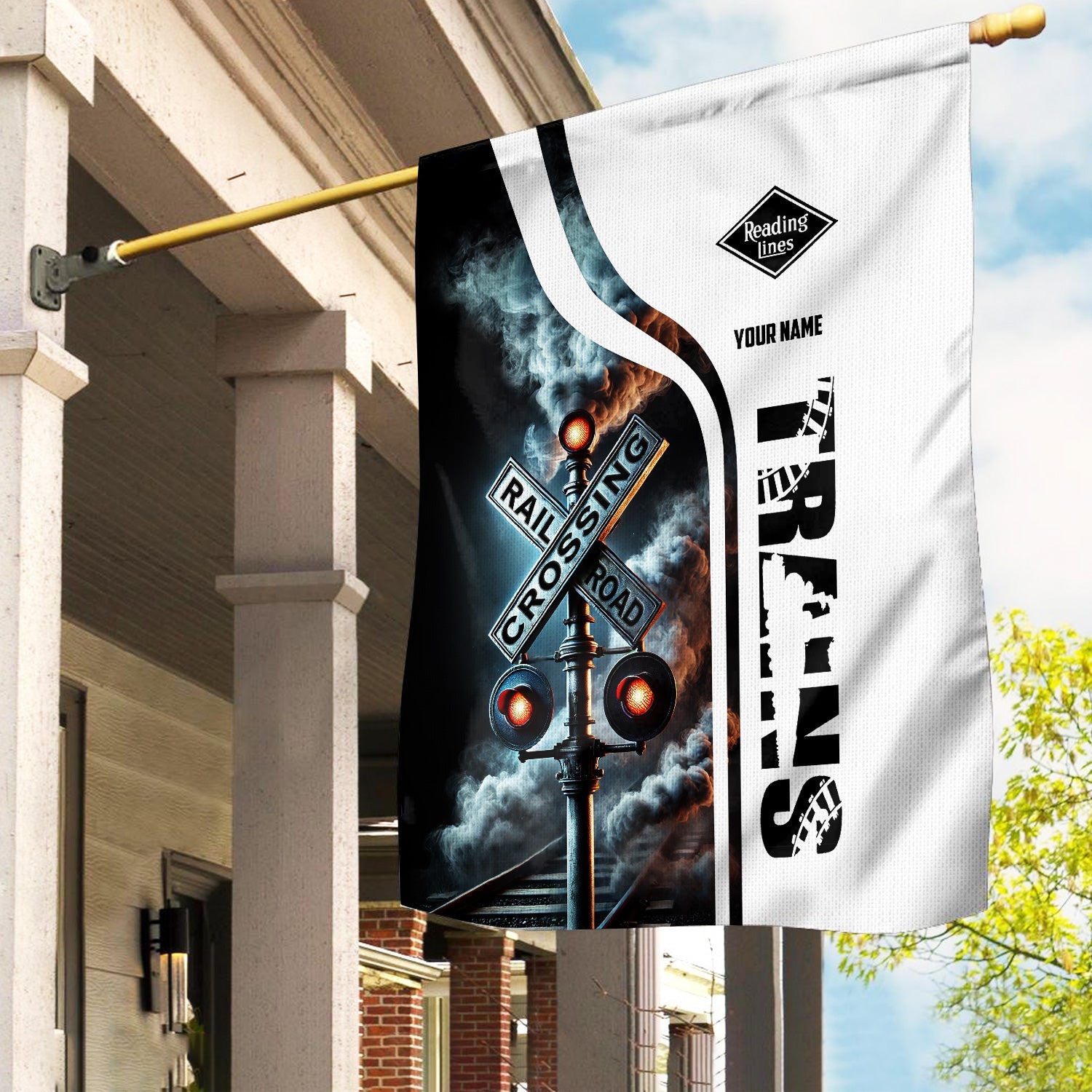 Railspirit Personalized Reading Railroad Garden Flag Railroad Crossing ...