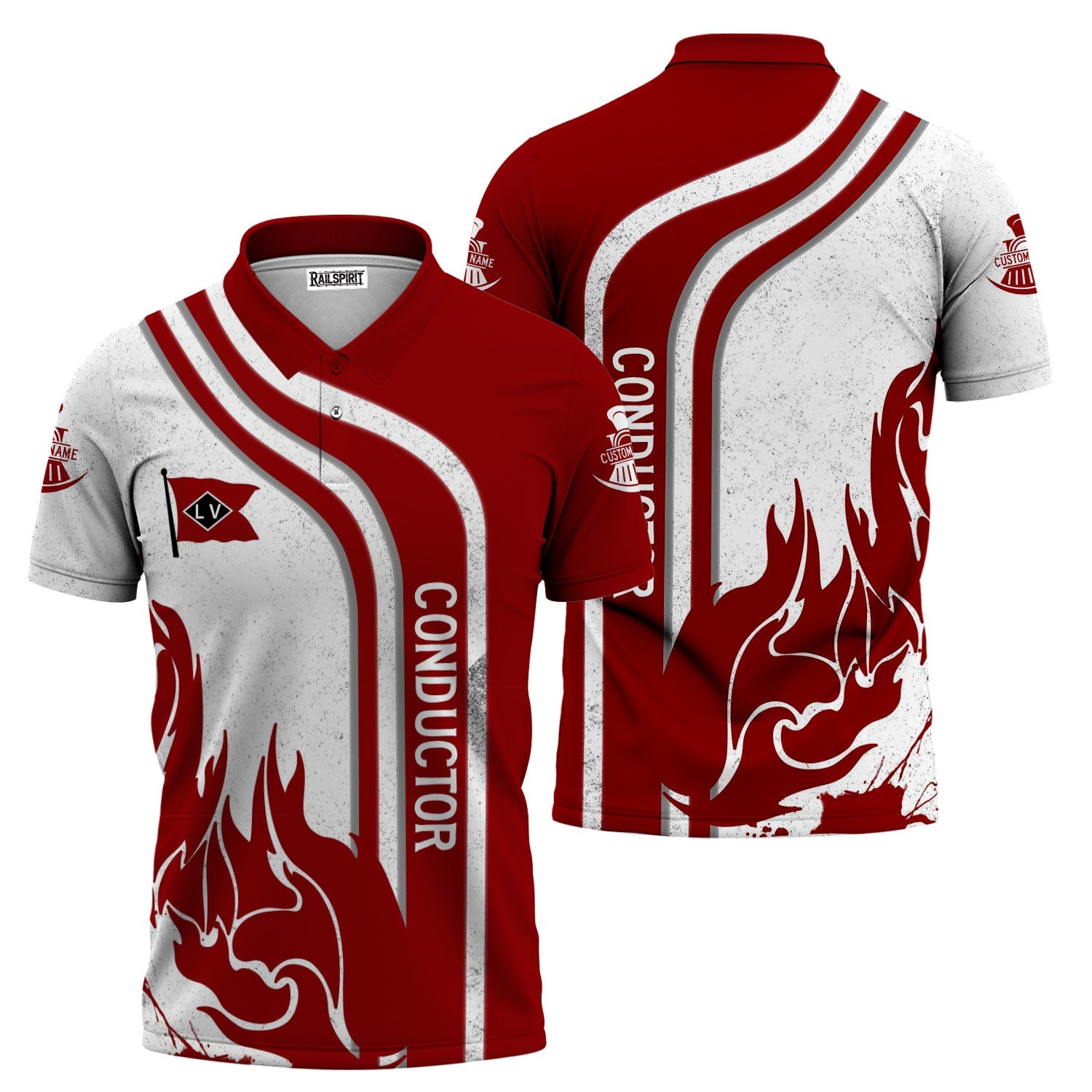 Railspirit Personalized Lehigh Valley Railroad Polo Shirt Flame Design ...