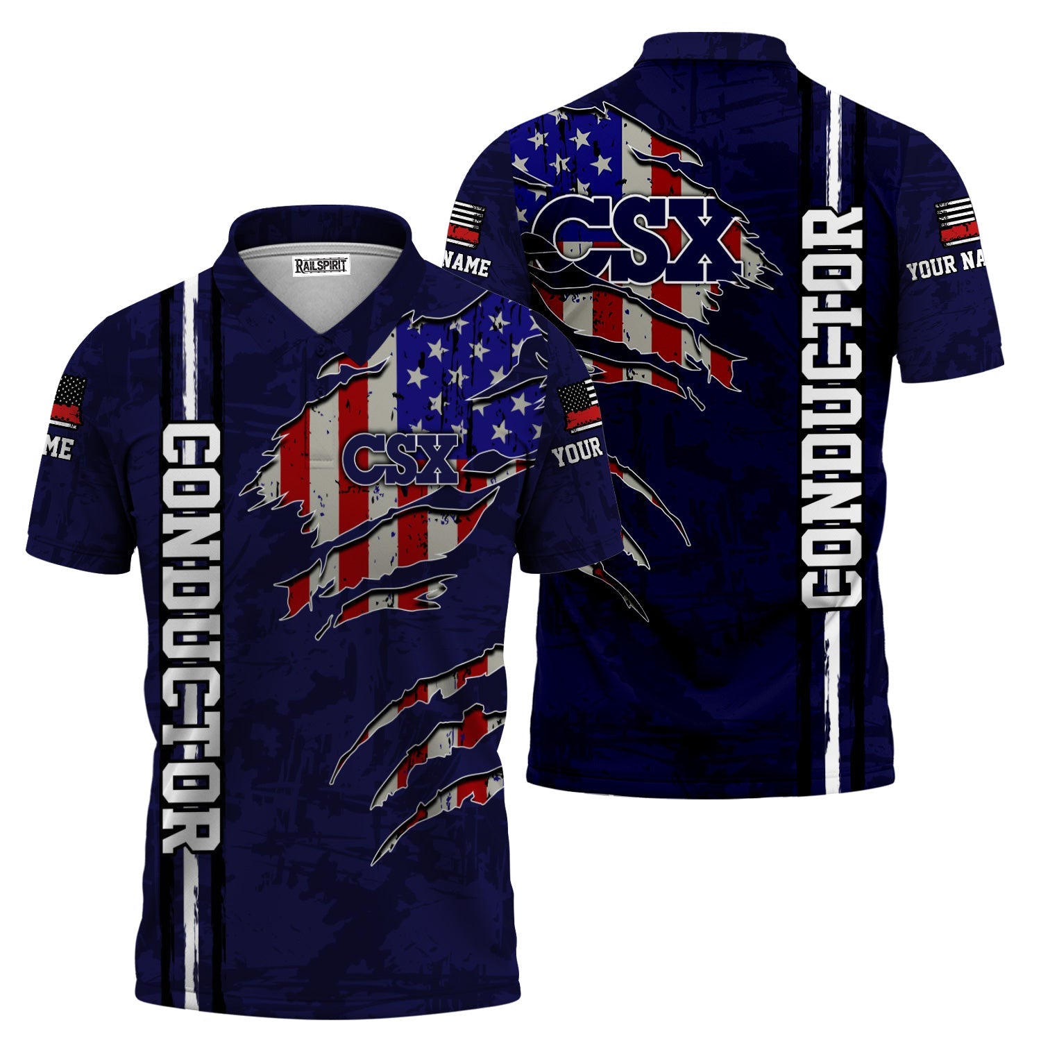 Railspirit Personalized CSX Transportation Railroad Polo Shirt USA Fla ...
