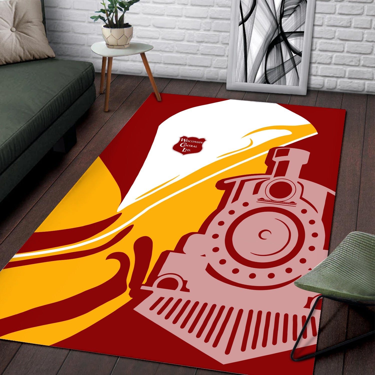 Railspirit Wisconsin Central Ltd Railroad Area Rug Flame-Inspired Styl ...