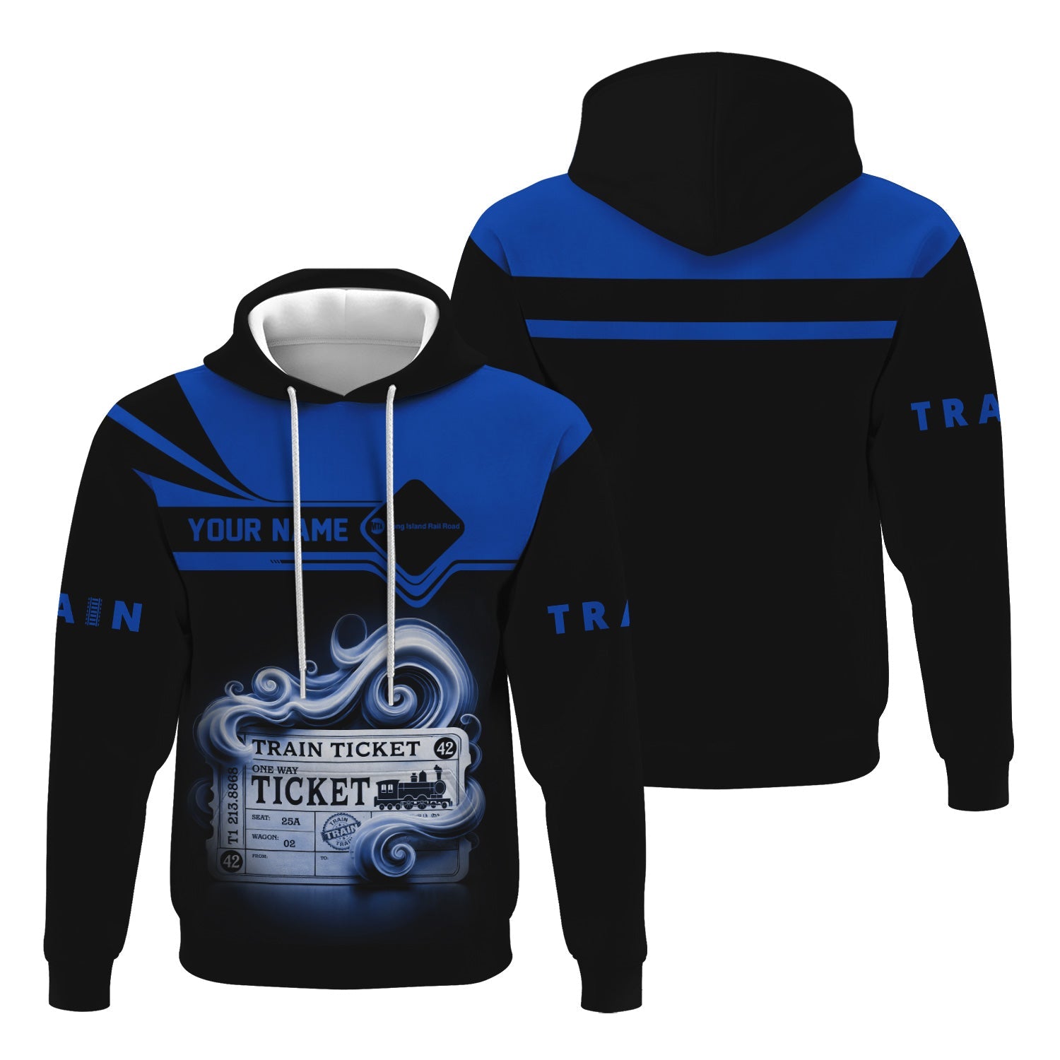 Railspirit Custom Name Long Island Railroad Hoodie American Train Tick ...