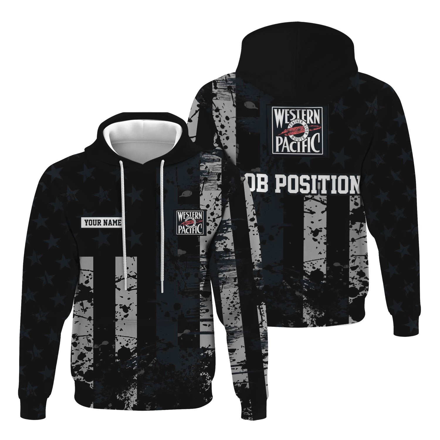 Railspirit Personalized Western Pacific Railroad Hoodie Artistic Paint ...