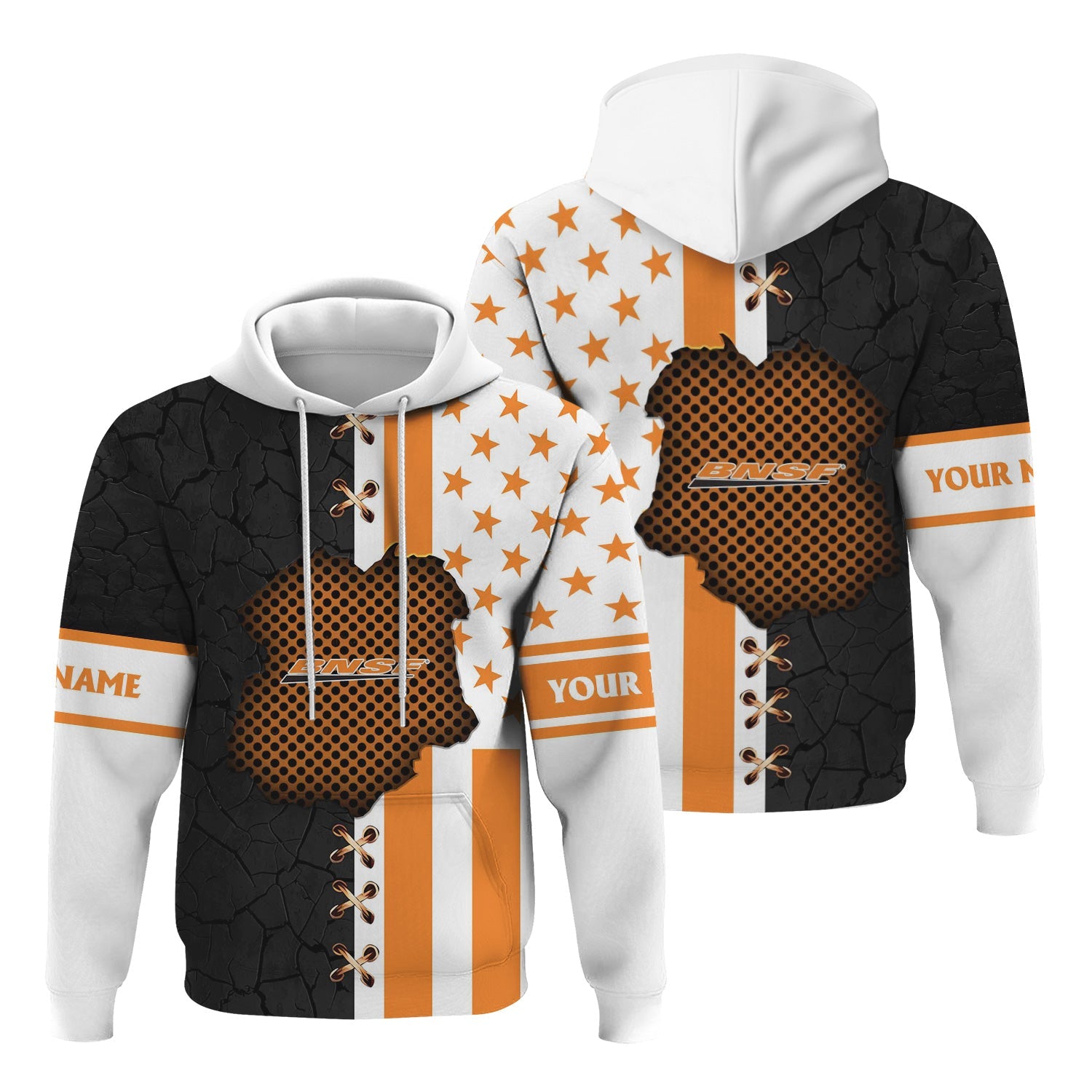 Railspirit Personalized BNSF Railway Hoodie American Flag with Crack E ...