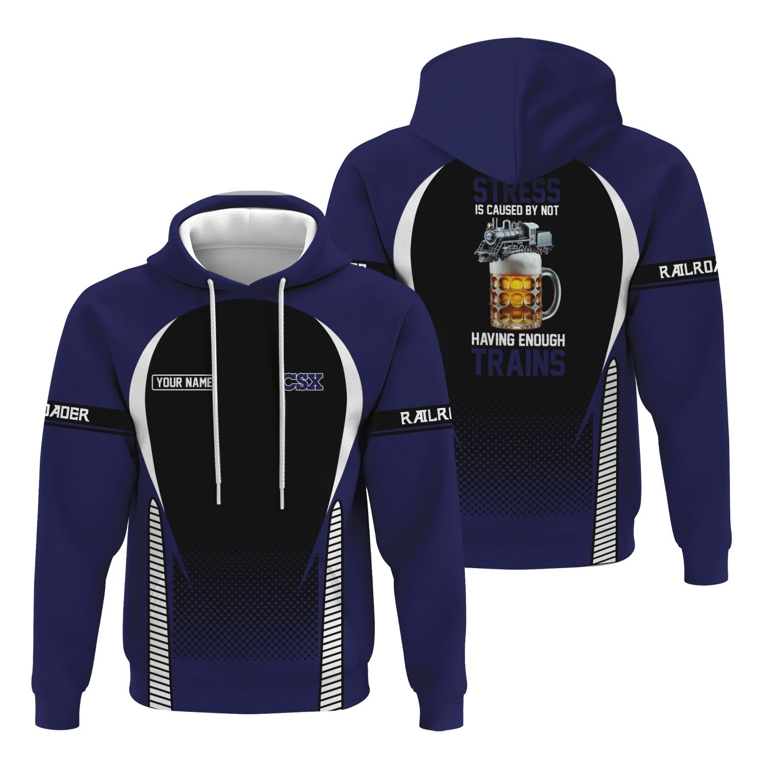 Railspirit Personalized CSX Transportation Railroad Hoodie Stress Is C ...