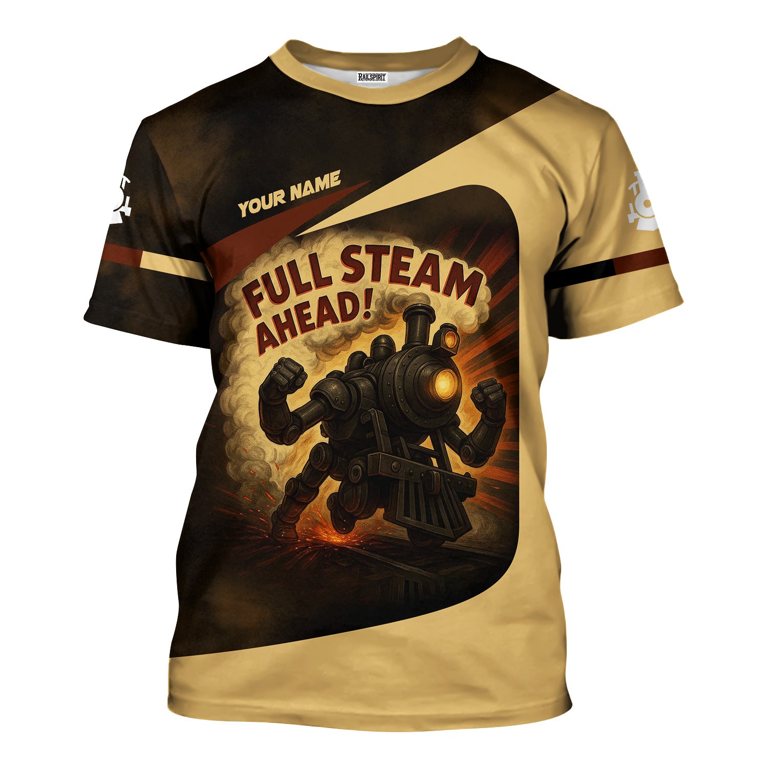 Railspirit Personalized Full Steam Ahead Train Shirt, 3D Printed Appar ...