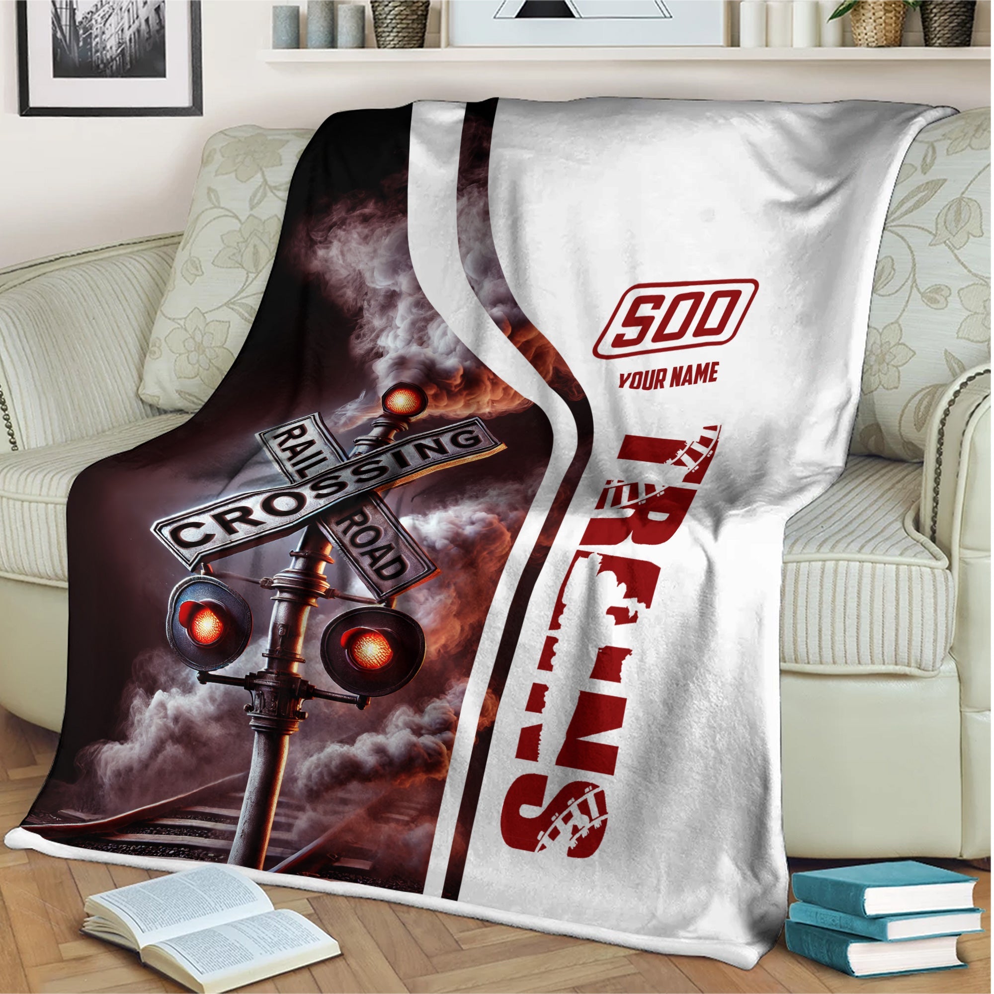 Railspirit Personalized Soo Line Railroad Blanket Railroad Crossing Si ...