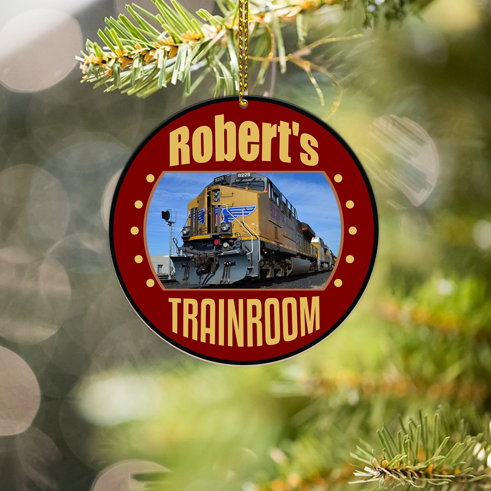 Union Pacific Railroad Ornament, Personalized Vintage Train Logo Round ...
