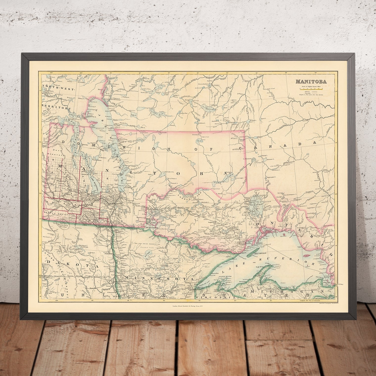 Old Map of Manitoba by Arrowsmith, 1884: Winnipeg, Red River, Lake Win ...